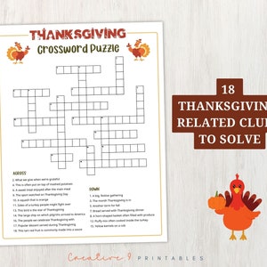 Printable Thanksgiving Crossword Puzzle for Kids and Adults, Crossword ...