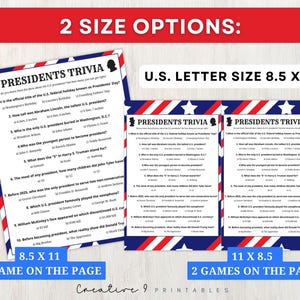 Presidents' Day Trivia Printable Game for Adults and Kids, 10 Fun Facts ...