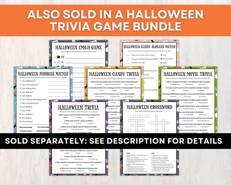 Printable Halloween Trivia Game for Kids and Adults, 10 Halloween ...