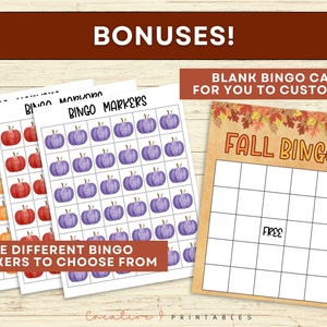 Printable Fall Bingo, 30 Fall Bingo Cards, Fall Party Game, Bingo Game ...