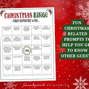 Printable Christmas Find Someone Who Bingo Game for Adults, 50 ...