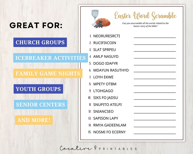 Christian Easter Word Scramble, 15 Bible Story Easter Words to ...