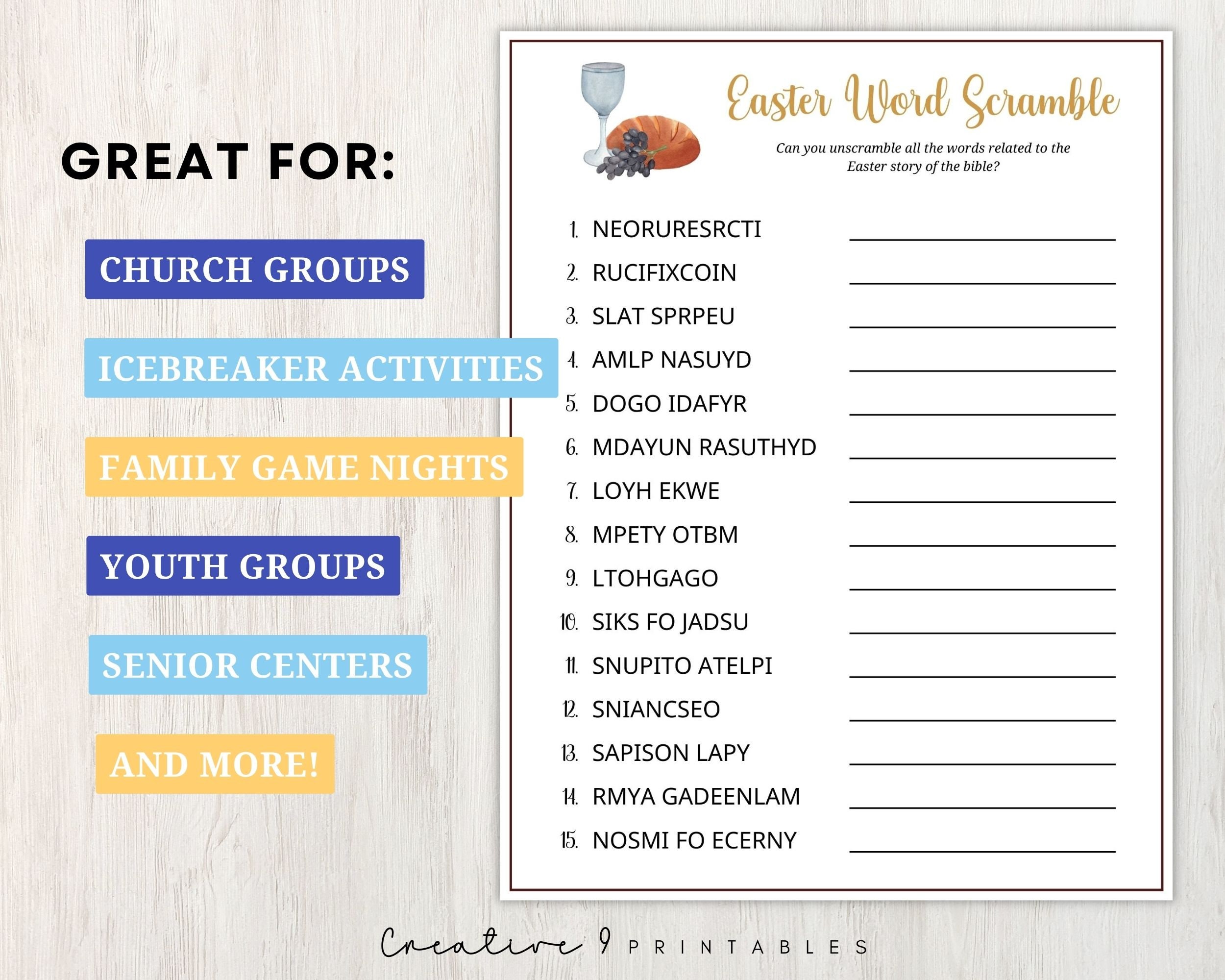 Christian Easter Word Scramble, 15 Bible Story Easter Words to ...