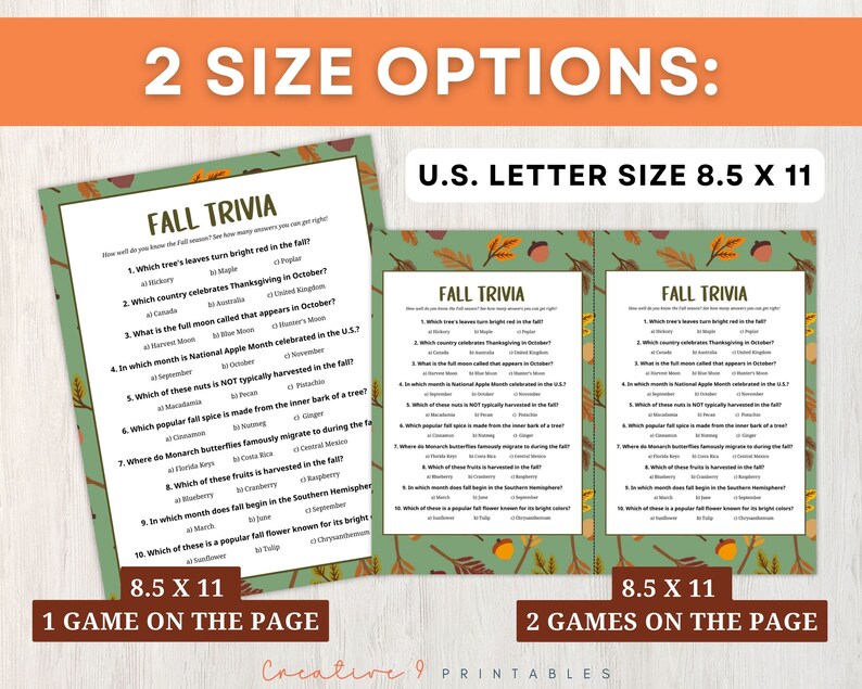 Printable Fall Trivia Game for Kids and Adults, 10 Fall Trivia ...