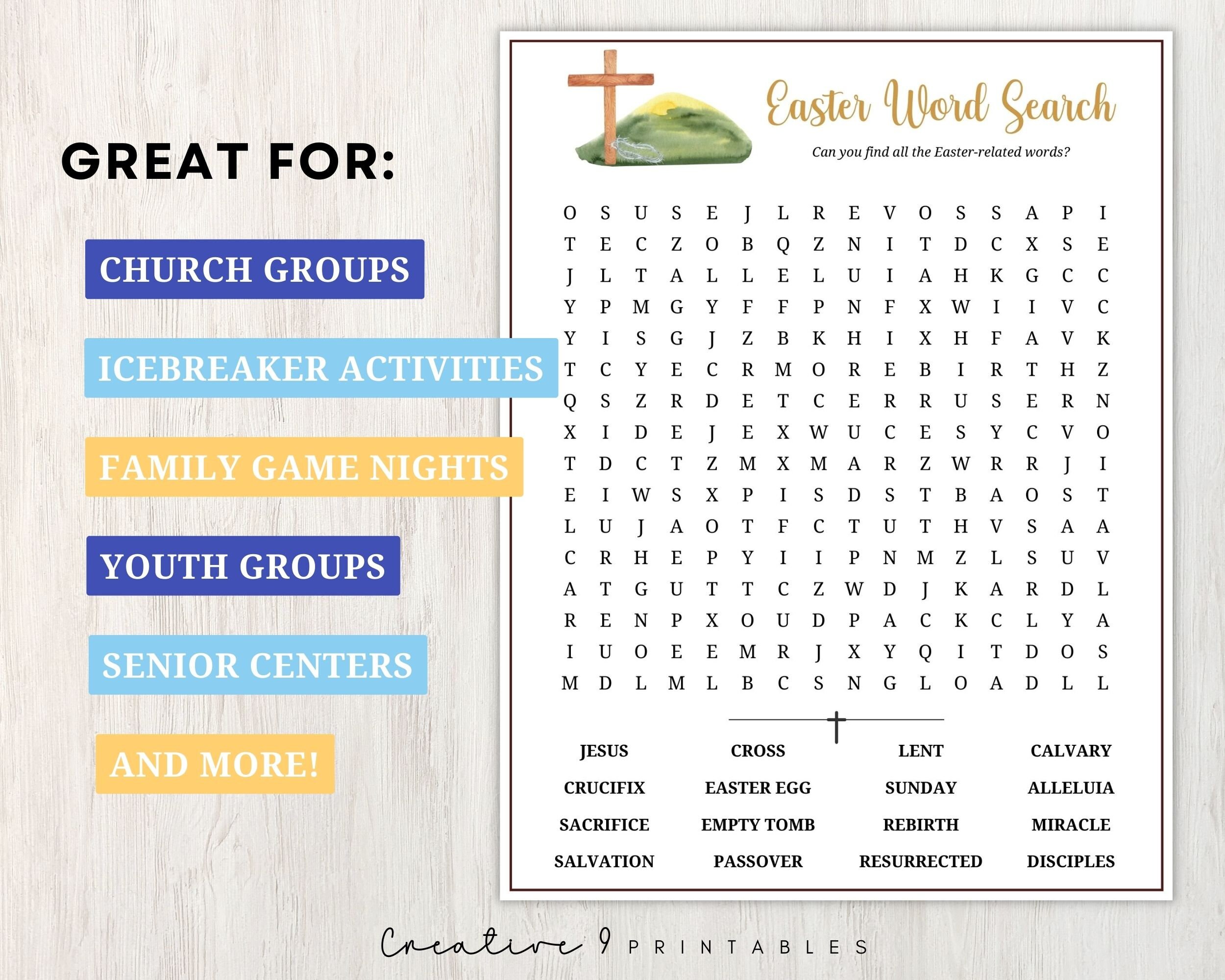 Christian Easter Word Search, Printable Wordsearch Puzzle W/ Answers ...