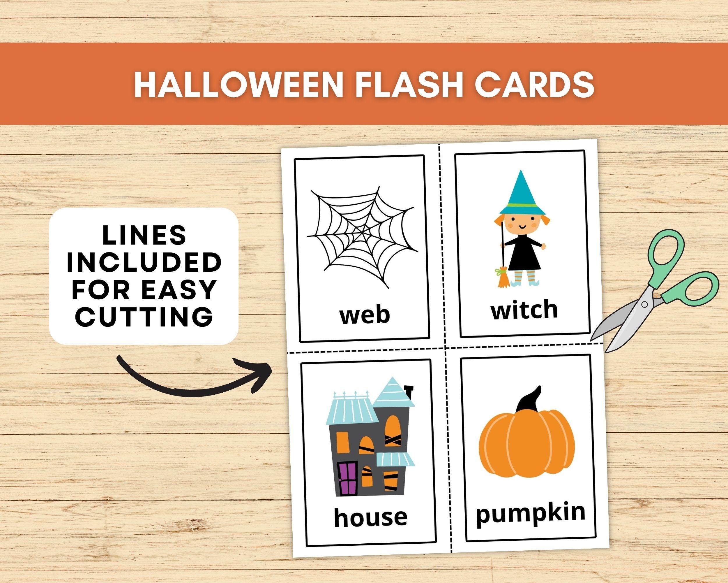 Printable Halloween Flash Cards for Kids 20 Flash Cards With - Etsy