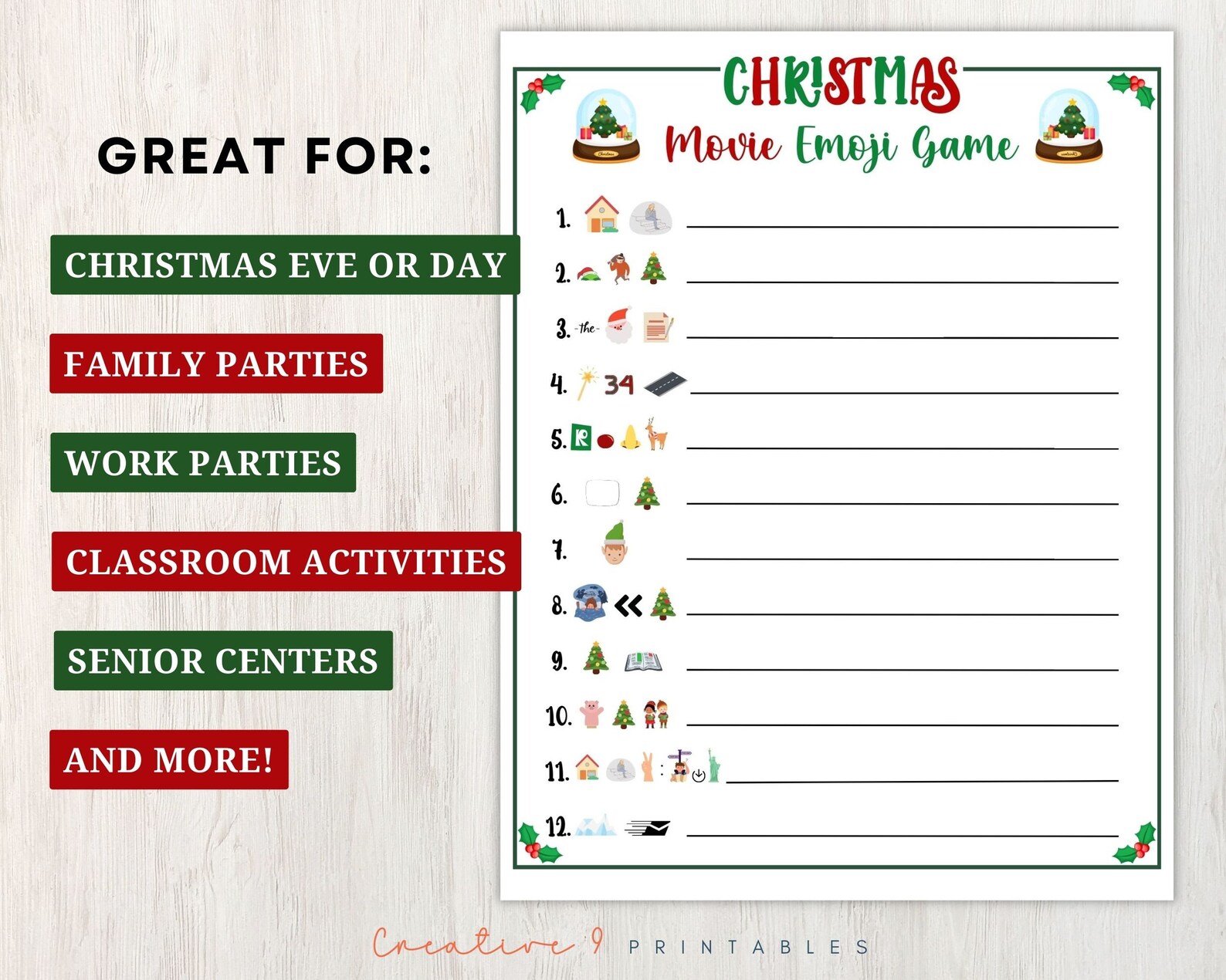 Printable Christmas Movie Emoji Game for Kids and Adults, Great ...