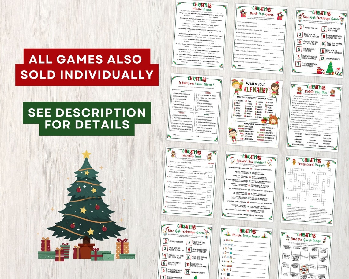 Printable Christmas Game Bundle for Kids and Adults 22 - Etsy