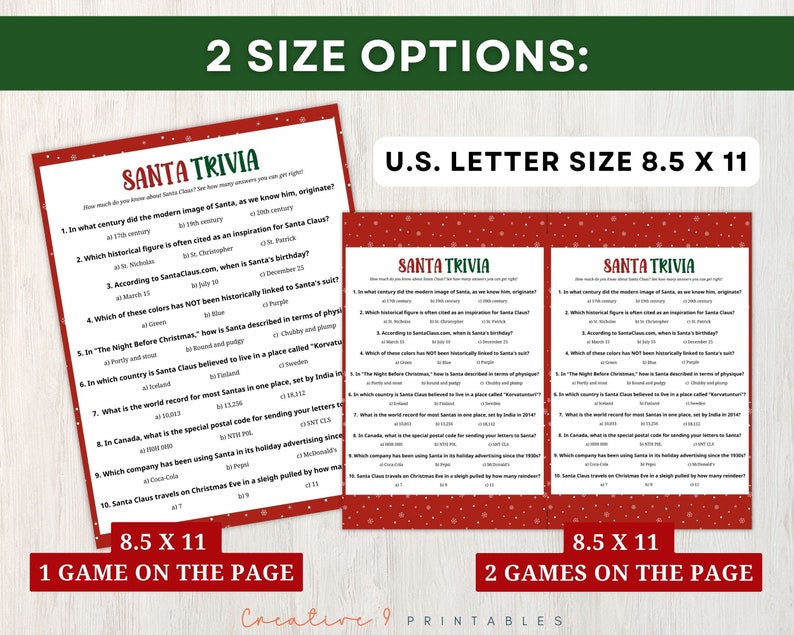 Printable Santa Trivia Game for Adults and Kids, 10 Fun Santa Trivia ...