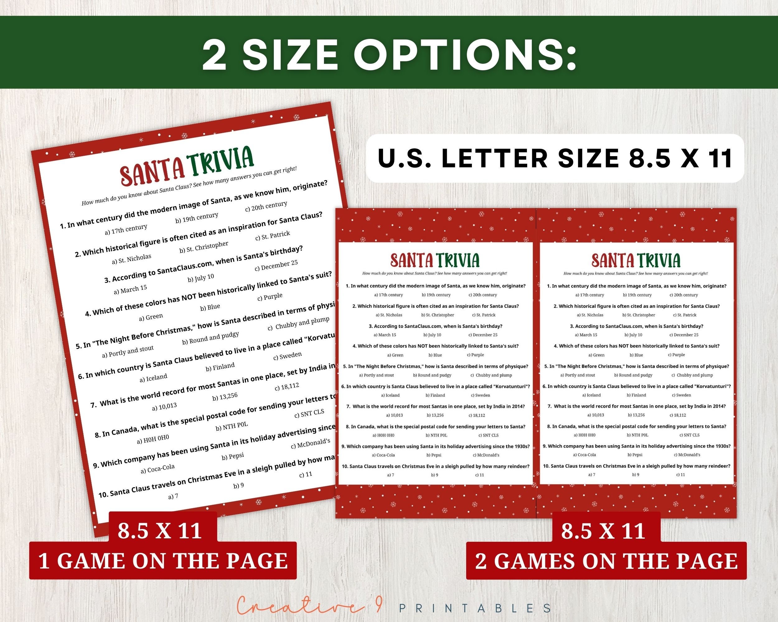 Printable Santa Trivia Game for Adults and Kids, 10 Fun Santa Trivia ...