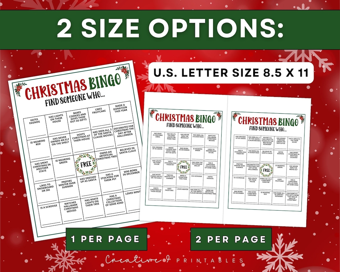 Printable Christmas Find Someone Who Bingo Game for Adults, 50 ...