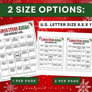 Printable Christmas Find Someone Who Bingo Game for Adults, 50 ...