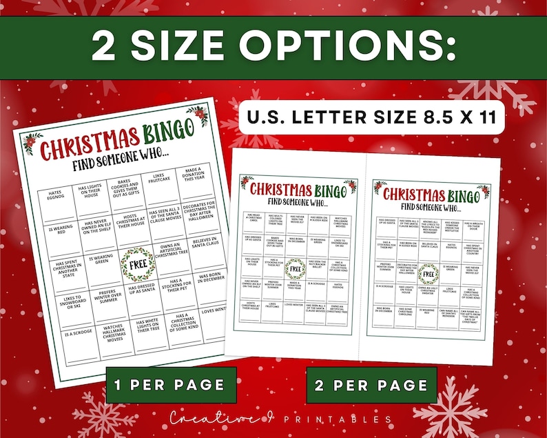 Printable Christmas Find Someone Who Bingo Game for Adults, 50 ...