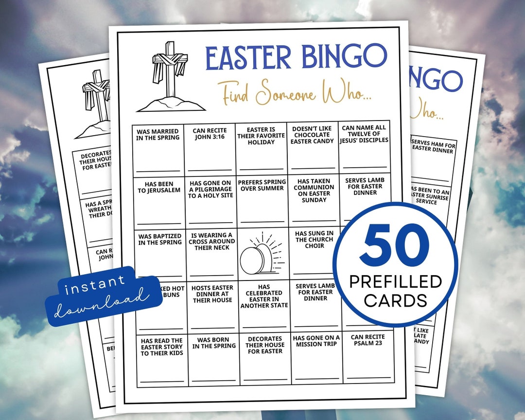 Christian Easter Find the Guest Bingo Printable Game for Adults, 50 ...