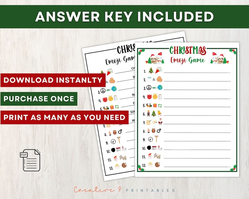 Printable Christmas Emoji Game for Kids and Adults, Fun Christmas Game ...