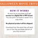 Halloween Movie Trivia Printable Game for Kids and Adults, 10 Trivia ...