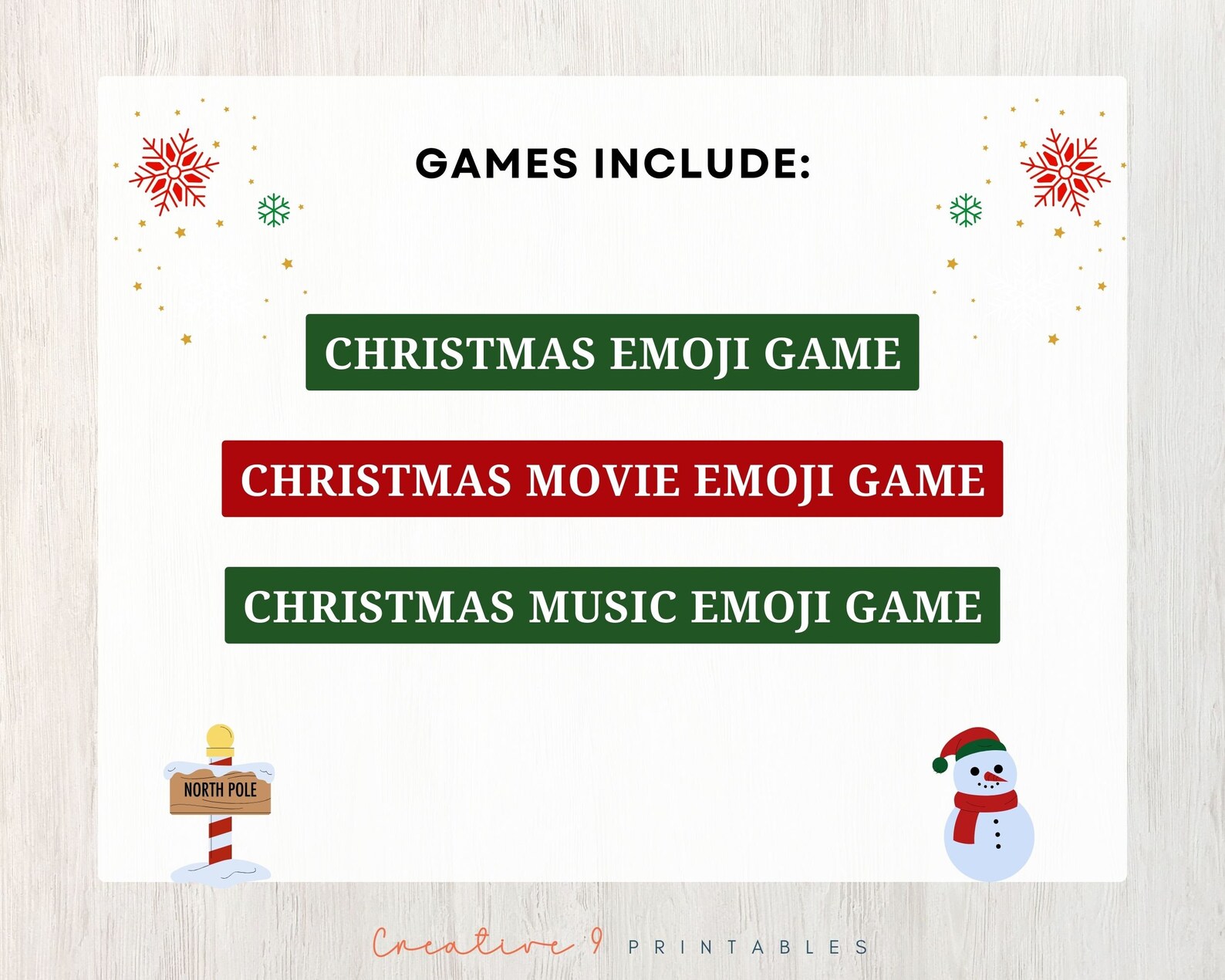 Emoji Christmas Game Bundle for Kids and Adults, 3 Printable Christmas ...