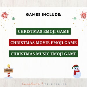 Emoji Christmas Game Bundle for Kids and Adults, 3 Printable Christmas ...