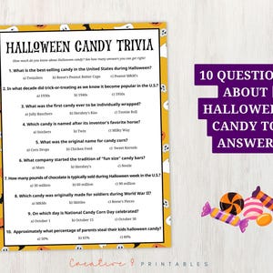 Halloween Candy Trivia Game for Kids, Teens, and Adults, 10 Trivia ...