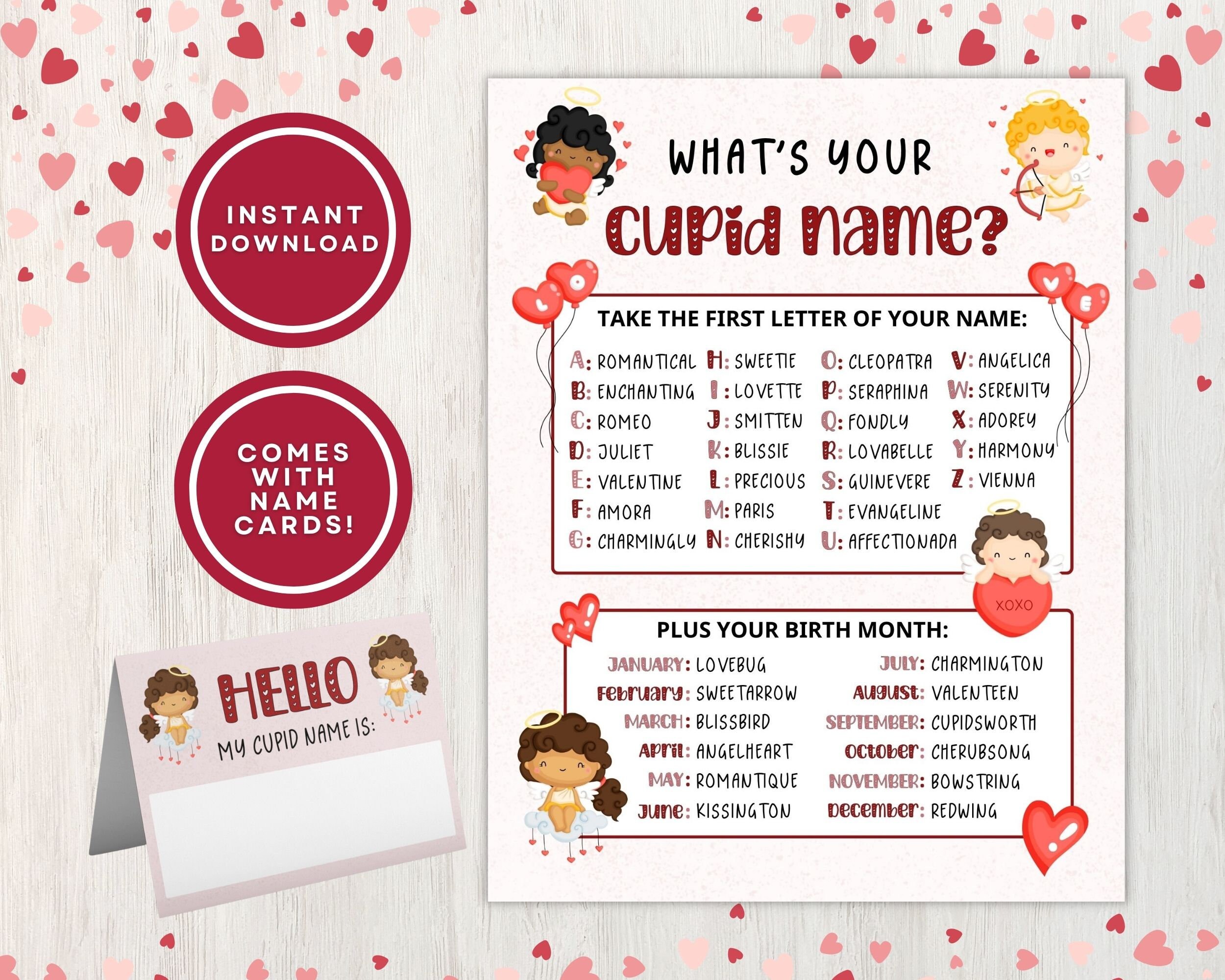 What's Your Cupid Name Printable Valentine's Day Game for Kids, What's ...