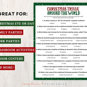 Printable Christmas Trivia Game for Adults and Kids, 10 Fun Christmas ...