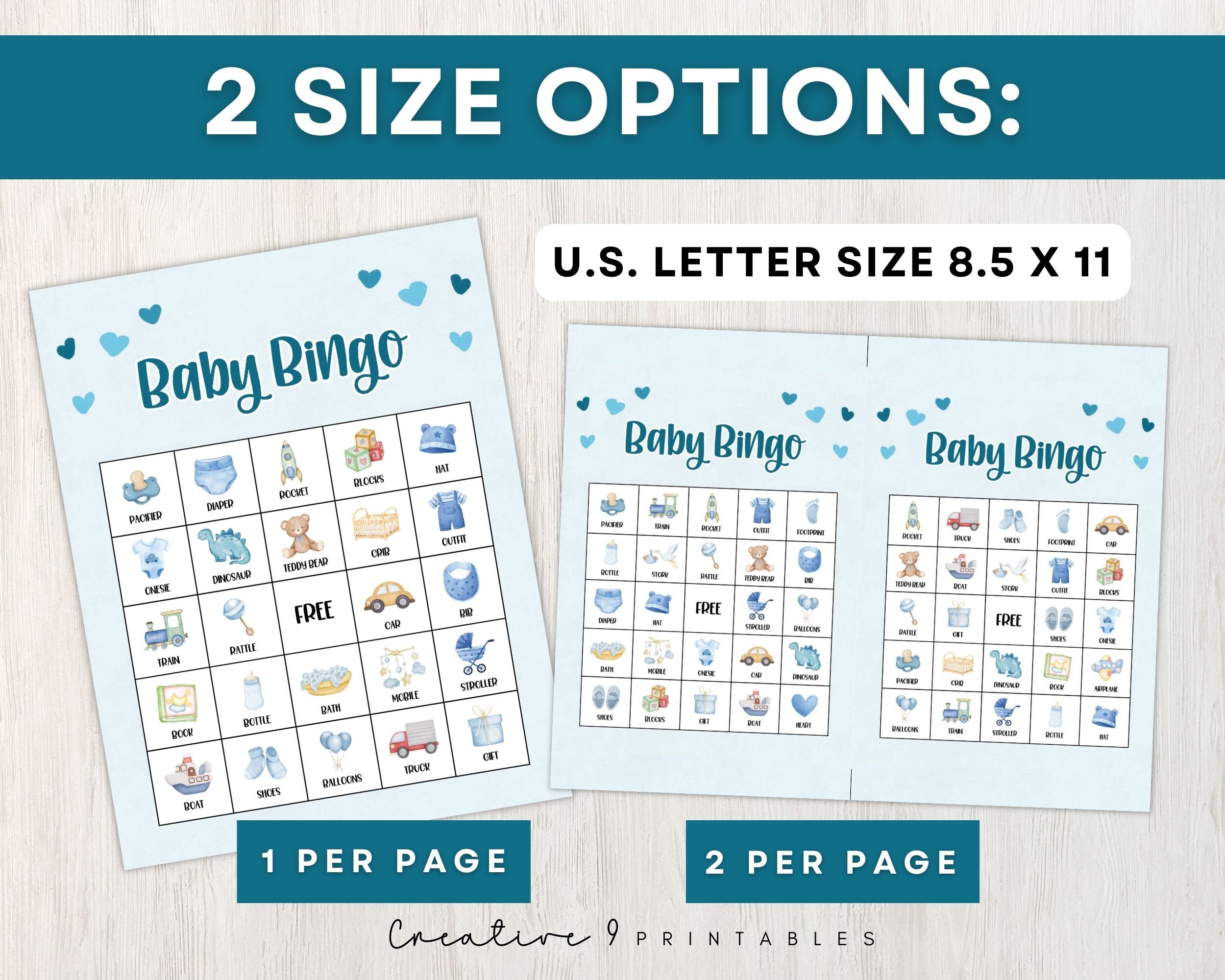 Baby Shower Bingo Game, 30 Printable Baby Boy Bingo Cards, Fun Activity ...