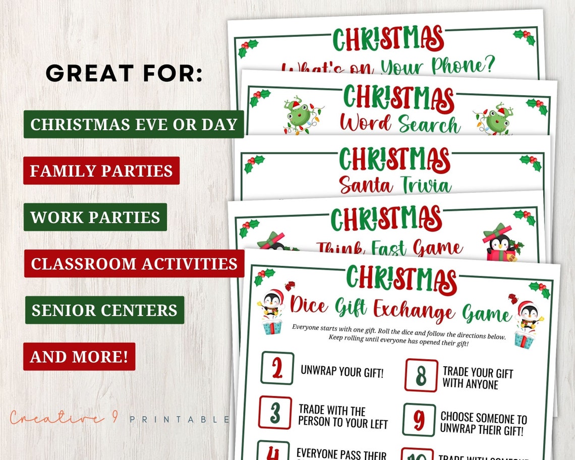 Printable Christmas Game Bundle for Kids and Adults 22 - Etsy