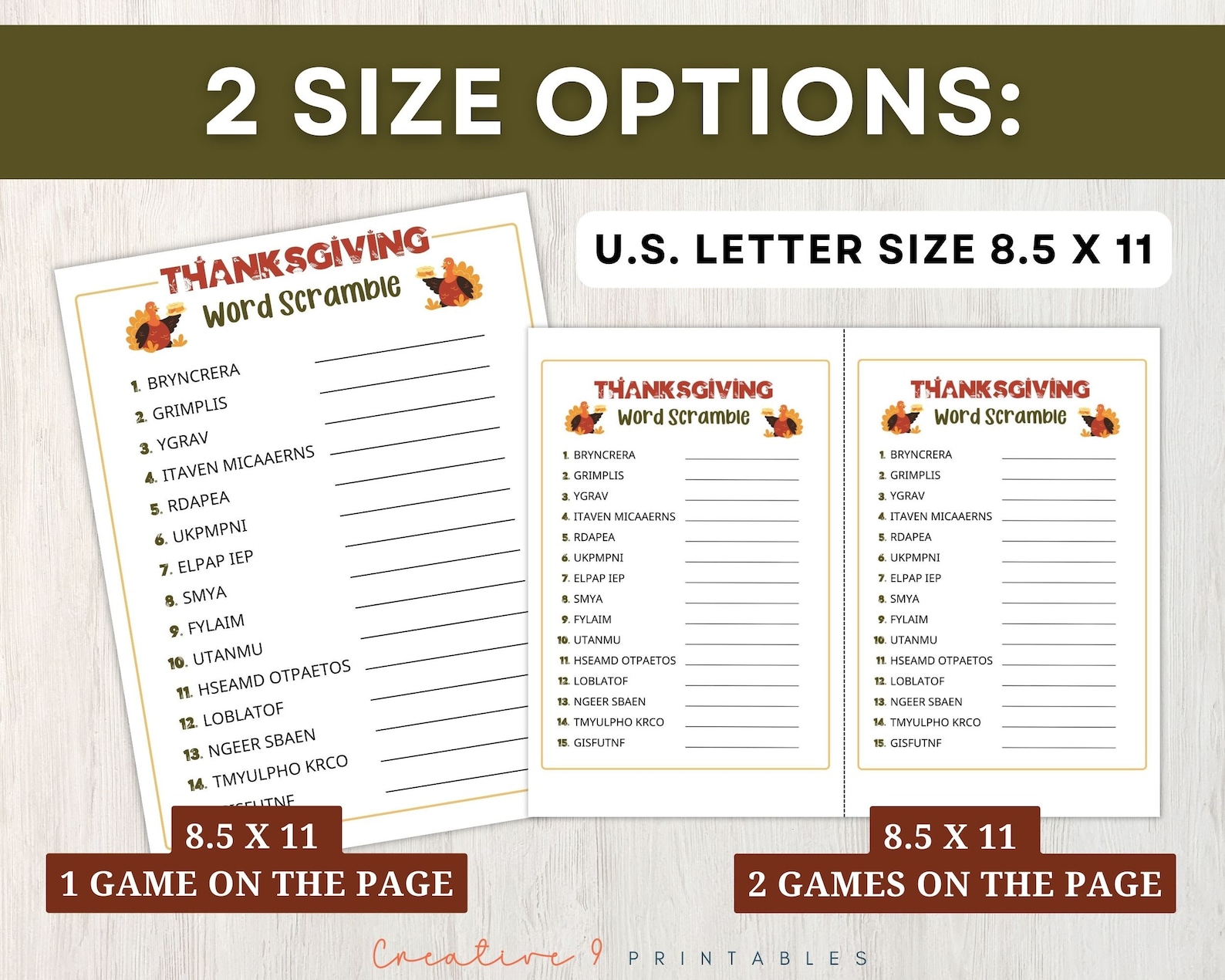 Printable Thanksgiving Word Scramble Game for Kids or Adults With ...