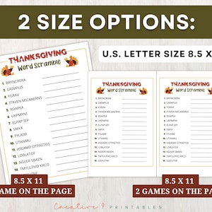 Printable Thanksgiving Word Scramble Game for Kids or Adults With ...