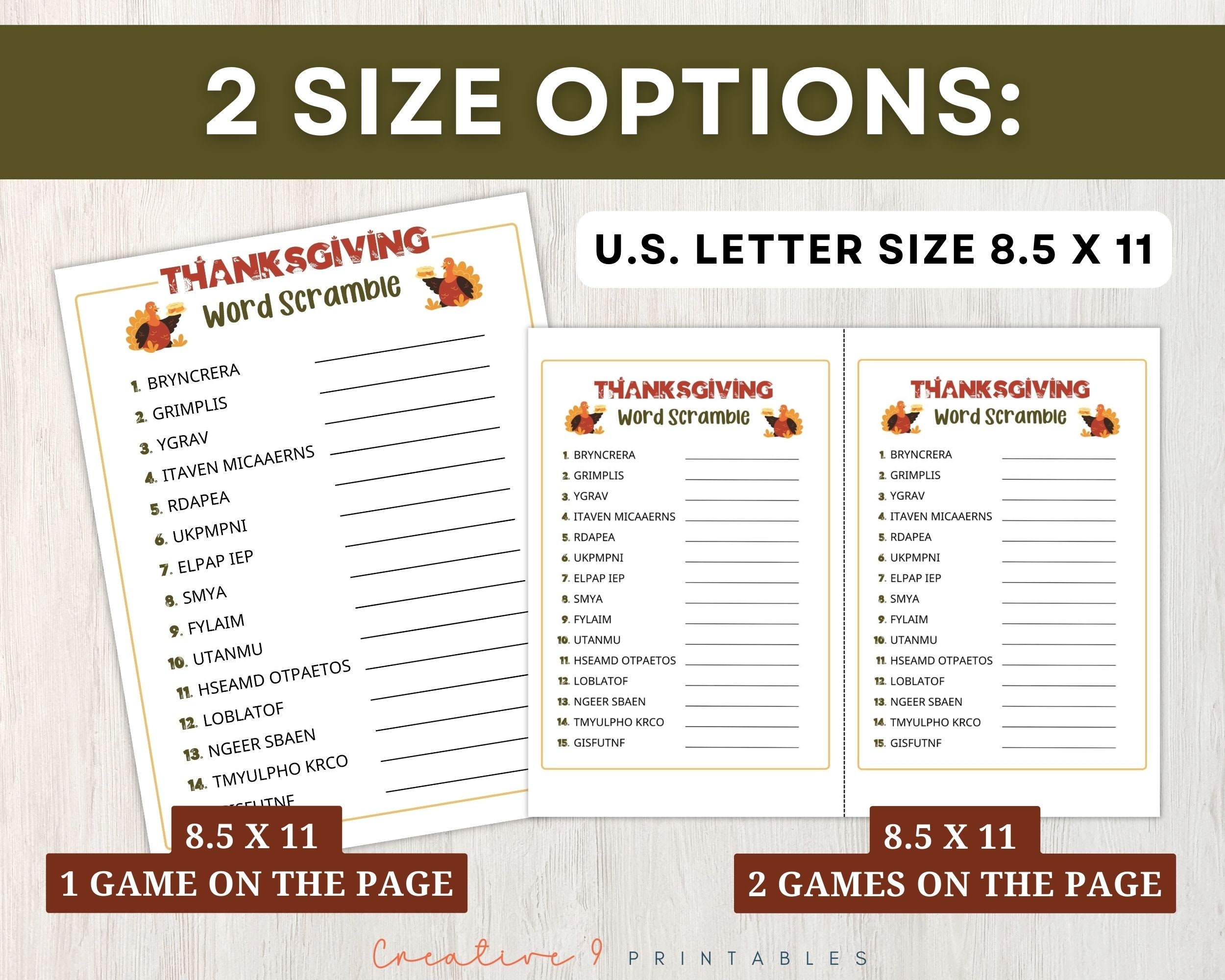 Printable Thanksgiving Word Scramble Game for Kids or Adults With ...