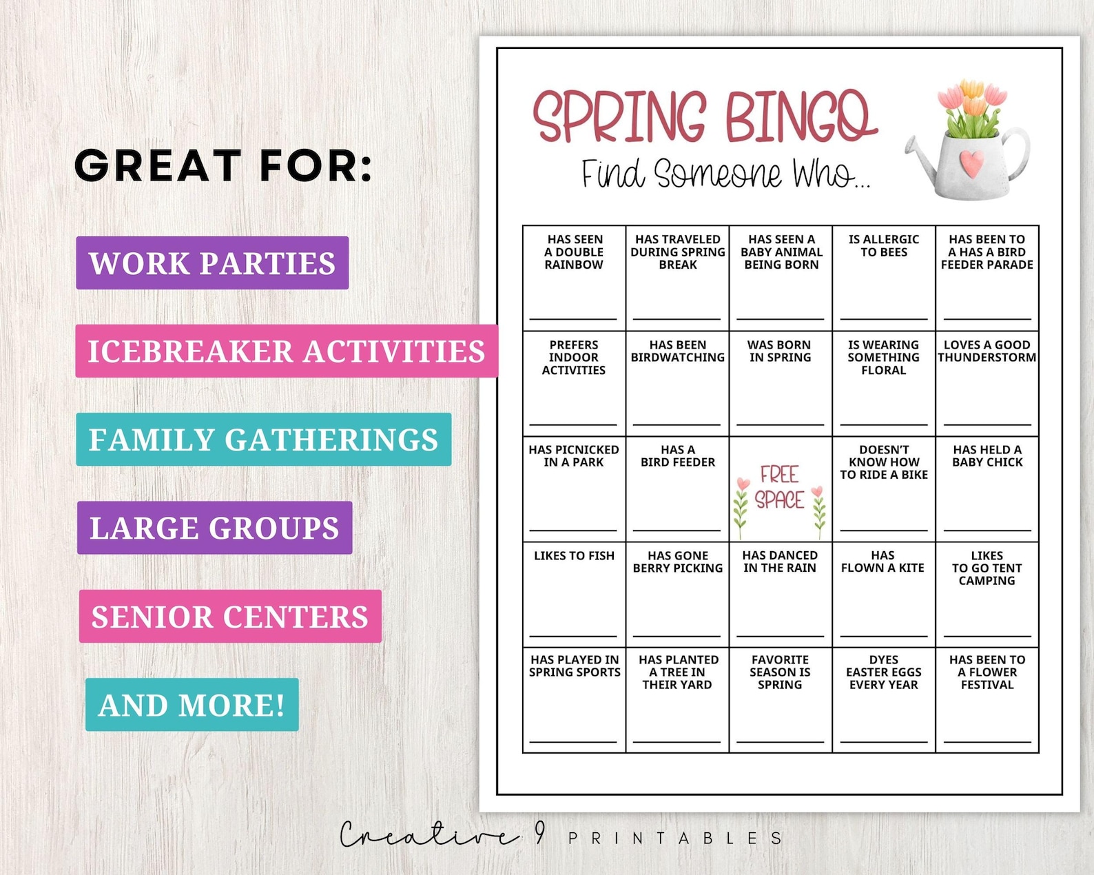 Spring Find the Guest Bingo Printable Game for Adults, 50 Prefilled ...