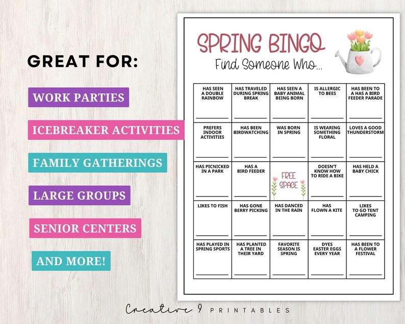 Spring Find the Guest Bingo Printable Game for Adults, 50 Prefilled ...