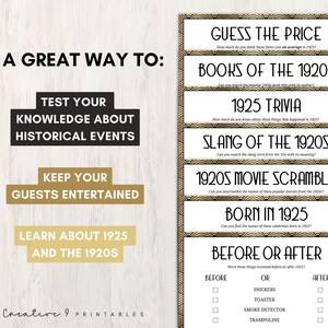 1925 Trivia Game Bundle for Adults, Printable 101st Birthday or ...