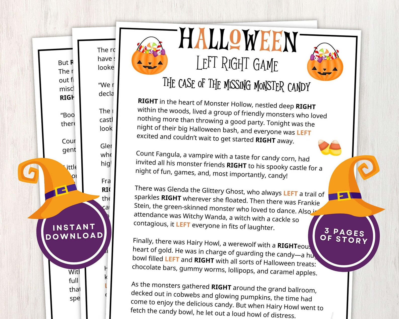 Halloween Left Right Game for Kids, Teens, and Adults, Fun Printable ...