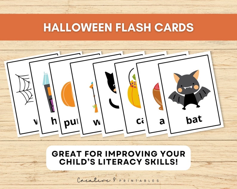 Printable Halloween Flash Cards for Kids 20 Flash Cards With - Etsy