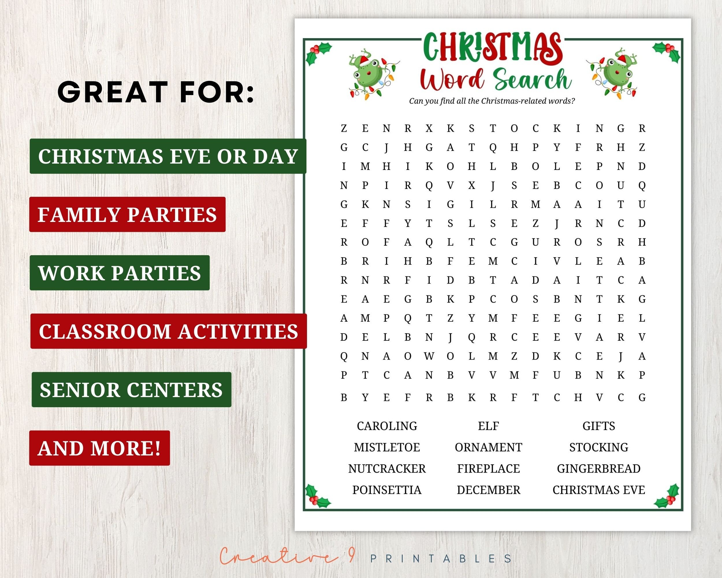 Christmas Word Search Printable PDF Puzzle for Adults and Kids ...