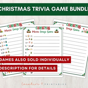 Emoji Christmas Game Bundle for Kids and Adults, 3 Printable Christmas ...