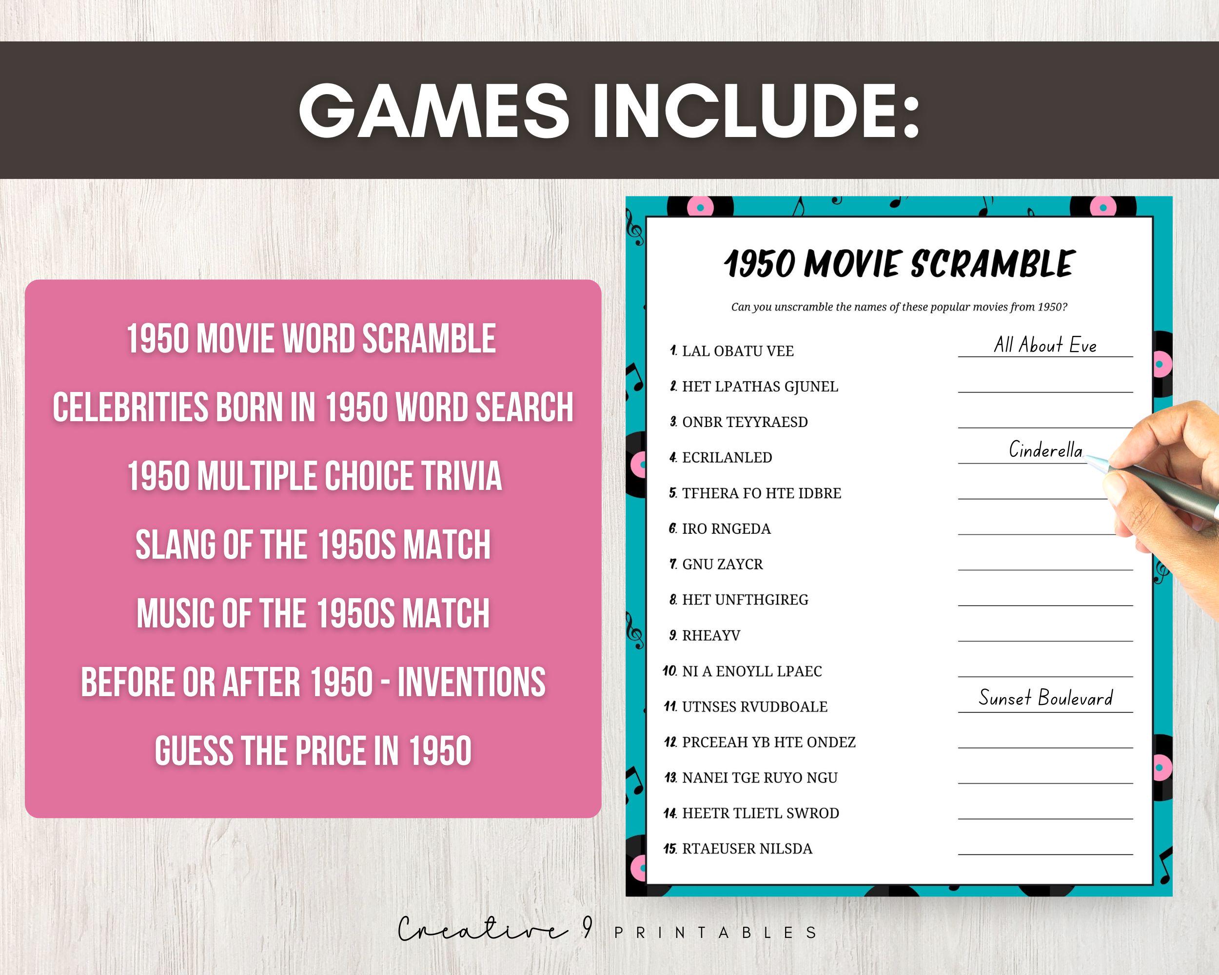 1950 Trivia Game Bundle, 76th Birthday Printable Party Games, 75th ...