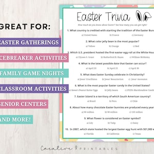 Easter Trivia Printable Game for Kids and Adults, Fun Facts About ...