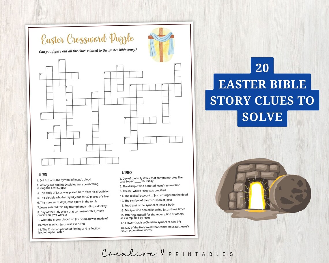Christian Easter Crossword Puzzle for Adults and Kids, Fun Printable ...