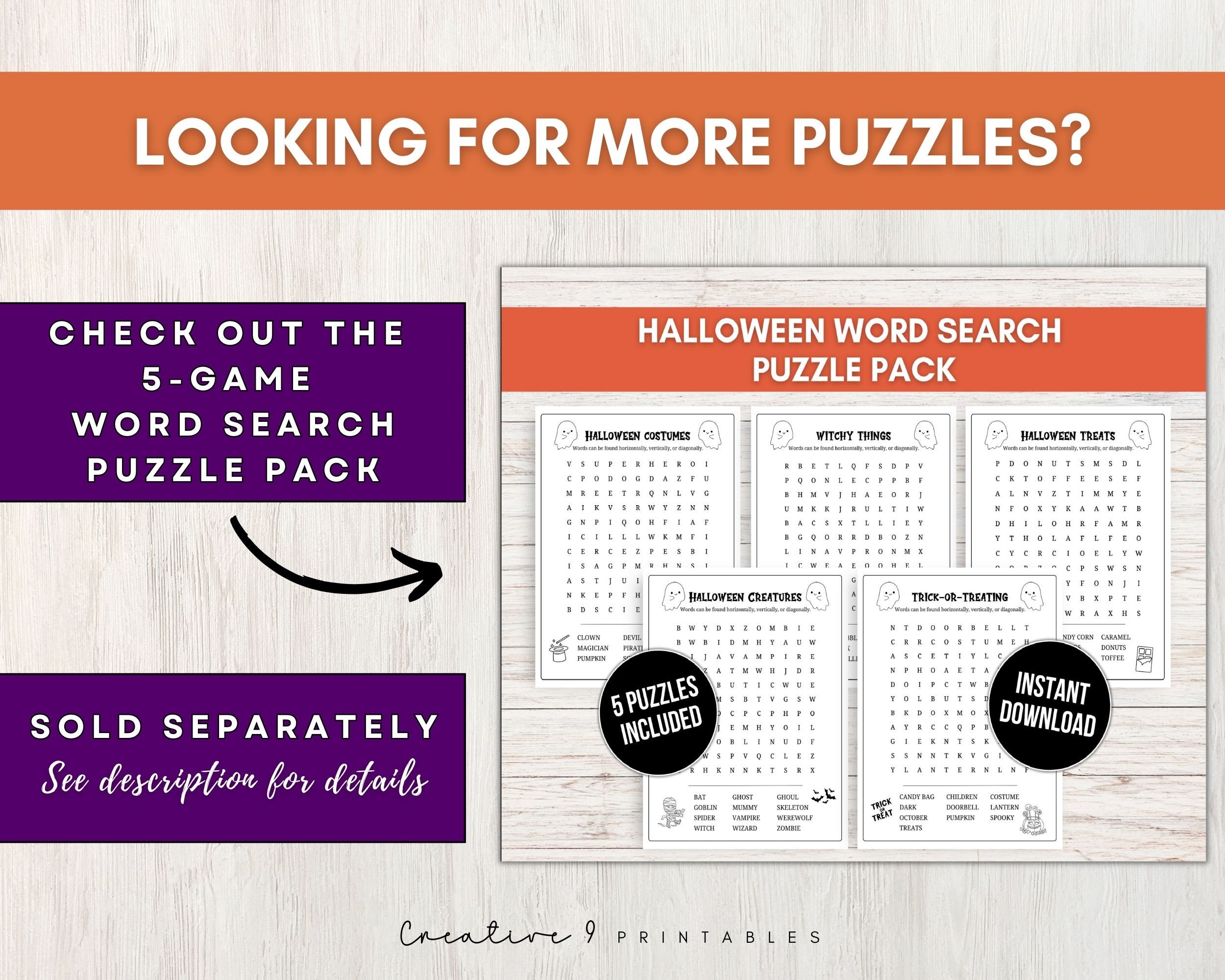 Printable Halloween Word Search Puzzle for Kids and Adults, Fun ...