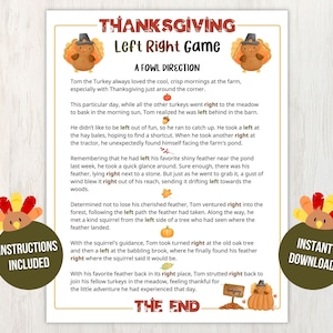 Printable Thanksgiving Left Right Game for Kids and Adults, Pass the ...