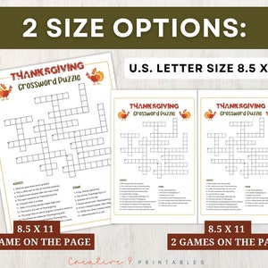 Printable Thanksgiving Crossword Puzzle for Kids and Adults, Crossword ...