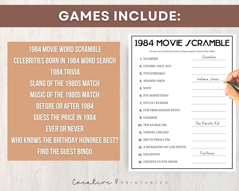 41st Birthday Games Bundle, Born in 1984 Trivia Games, 10 Fun Printable ...