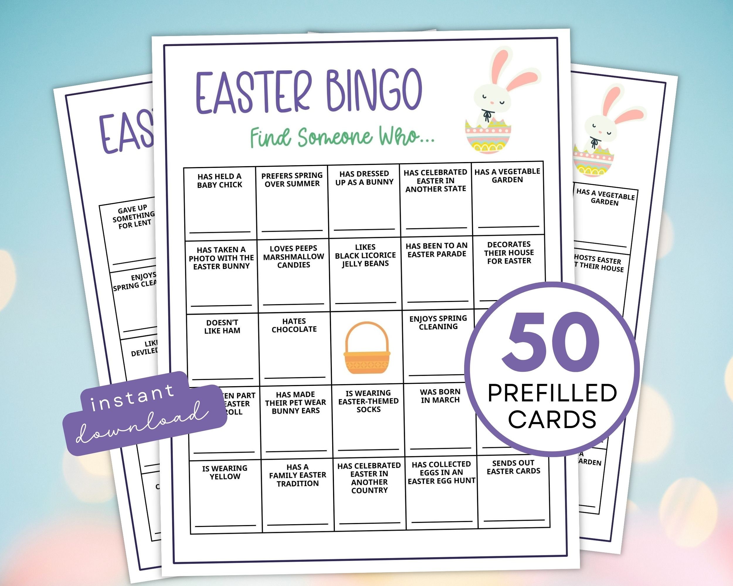 Easter Find the Guest Bingo Printable Game for Adults, 50 Prefilled ...