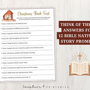 Christian Christmas Think Fast Printable Game, Think Quick Icebreaker ...