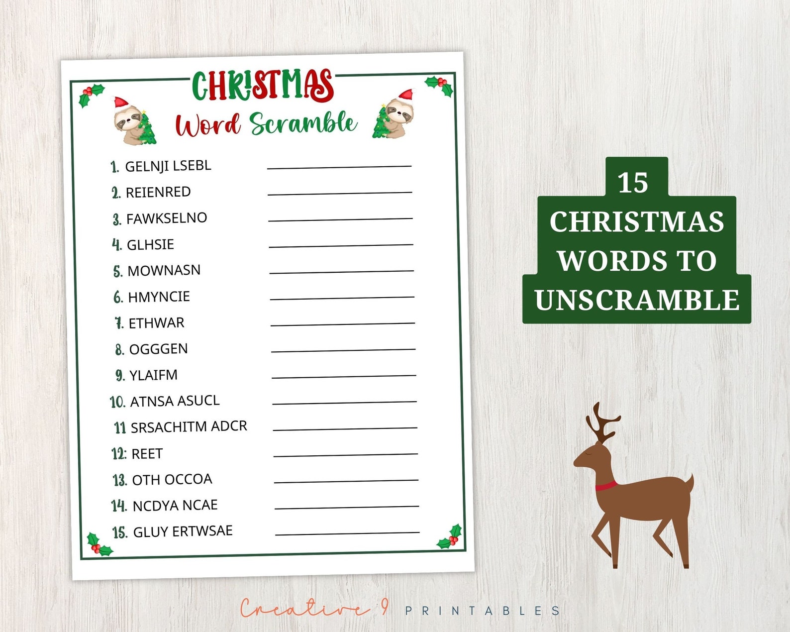 Christmas Word Scramble Printable Game for Kids and Adults With Answer ...