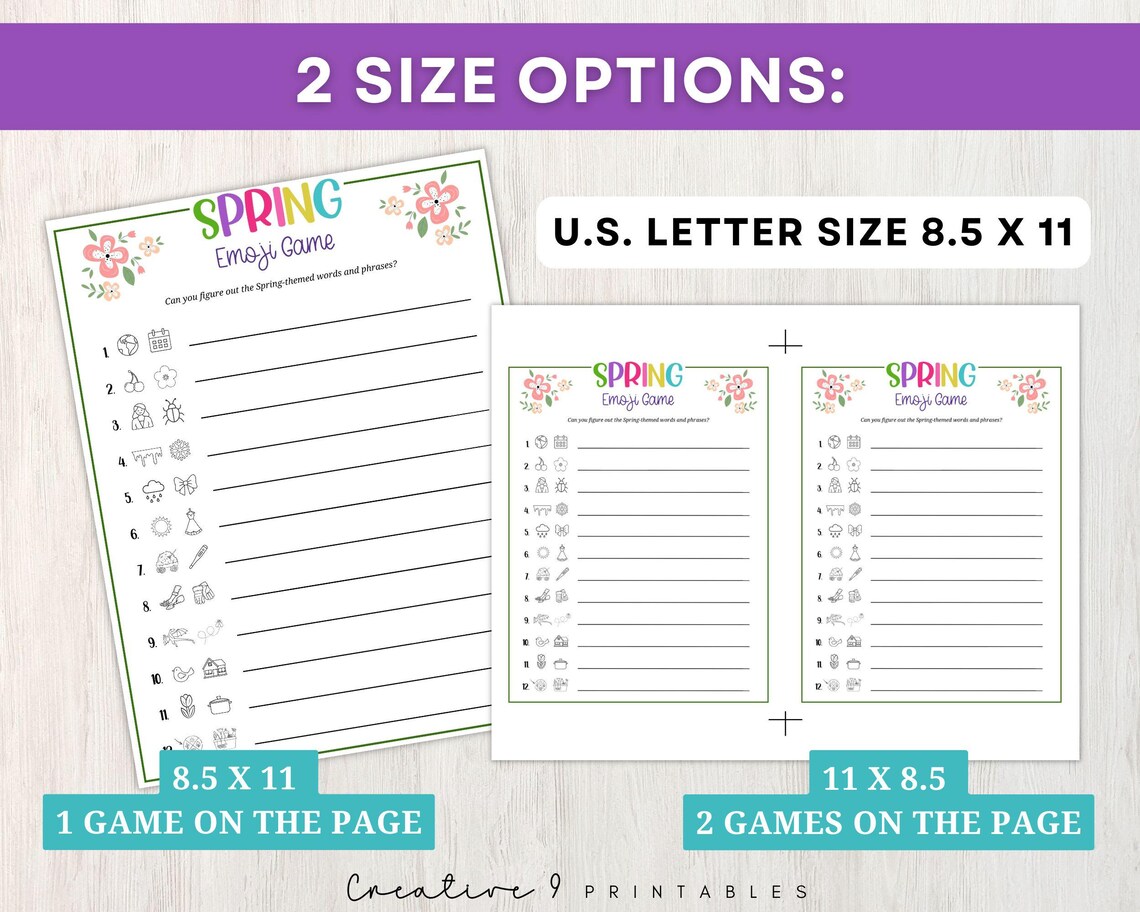 Spring Emoji Game for Kids and Adults, Fun Printable Springtime Trivia ...