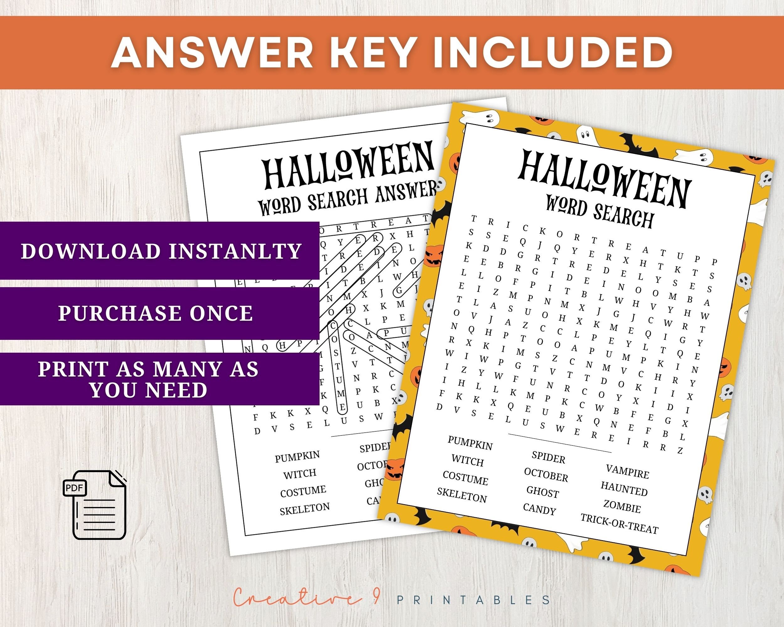 Printable Halloween Word Search Puzzle for Kids and Adults, Fun ...