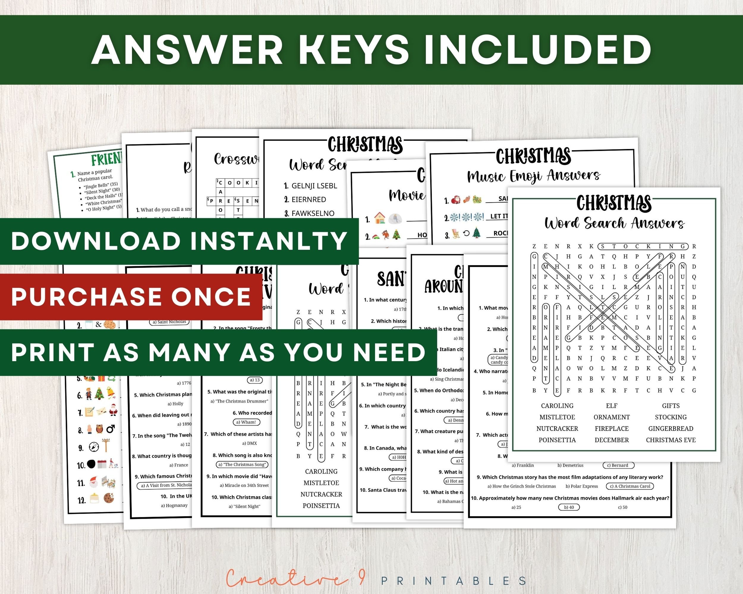 Printable Christmas Game Bundle for Kids and Adults 22 - Etsy